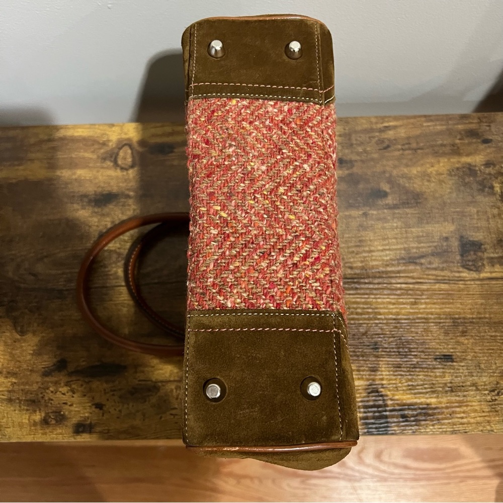 Coach Hampton Herringbone Tweed Leather Bag - Gem